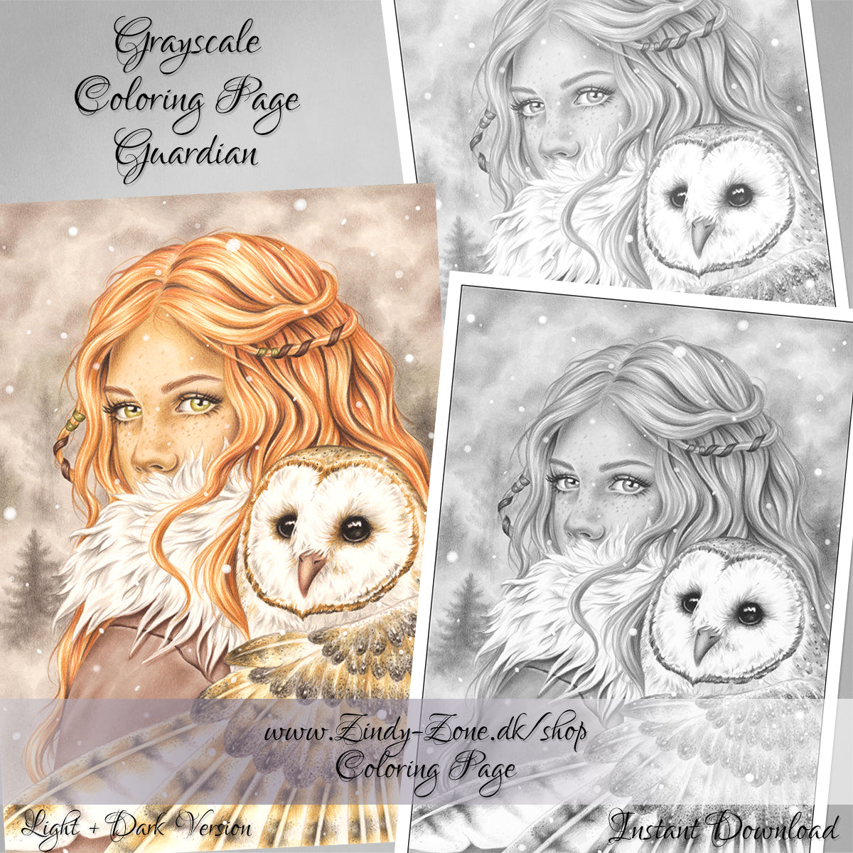 Guardian Grayscale Coloring Page - ZindyZone